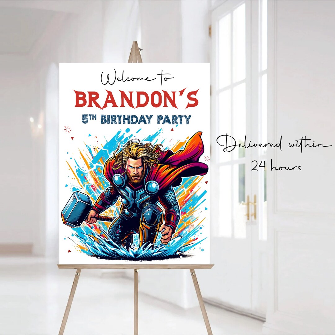 Thor Birthday Welcome Sign, Avengers Thor Personalized Birthday Welcome ...