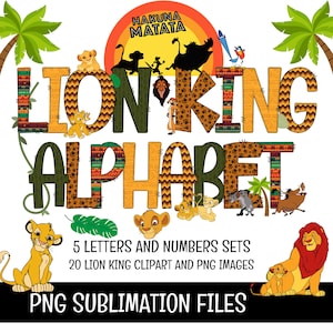 Lion King Doodle Alphabet Bundle, Simba PNG Letters, Numbers, Lion King ...