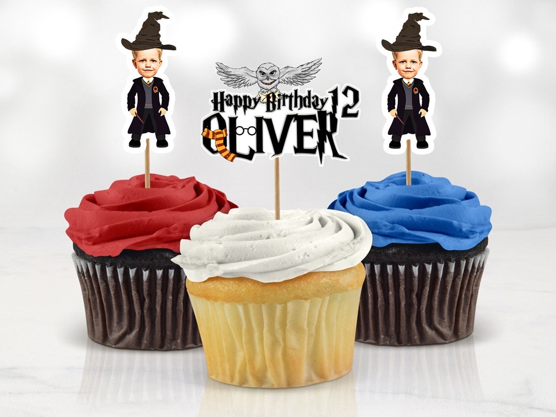 Printable Wizard Kid Custom Photo Cupcake Topper, Personalised Wizard ...