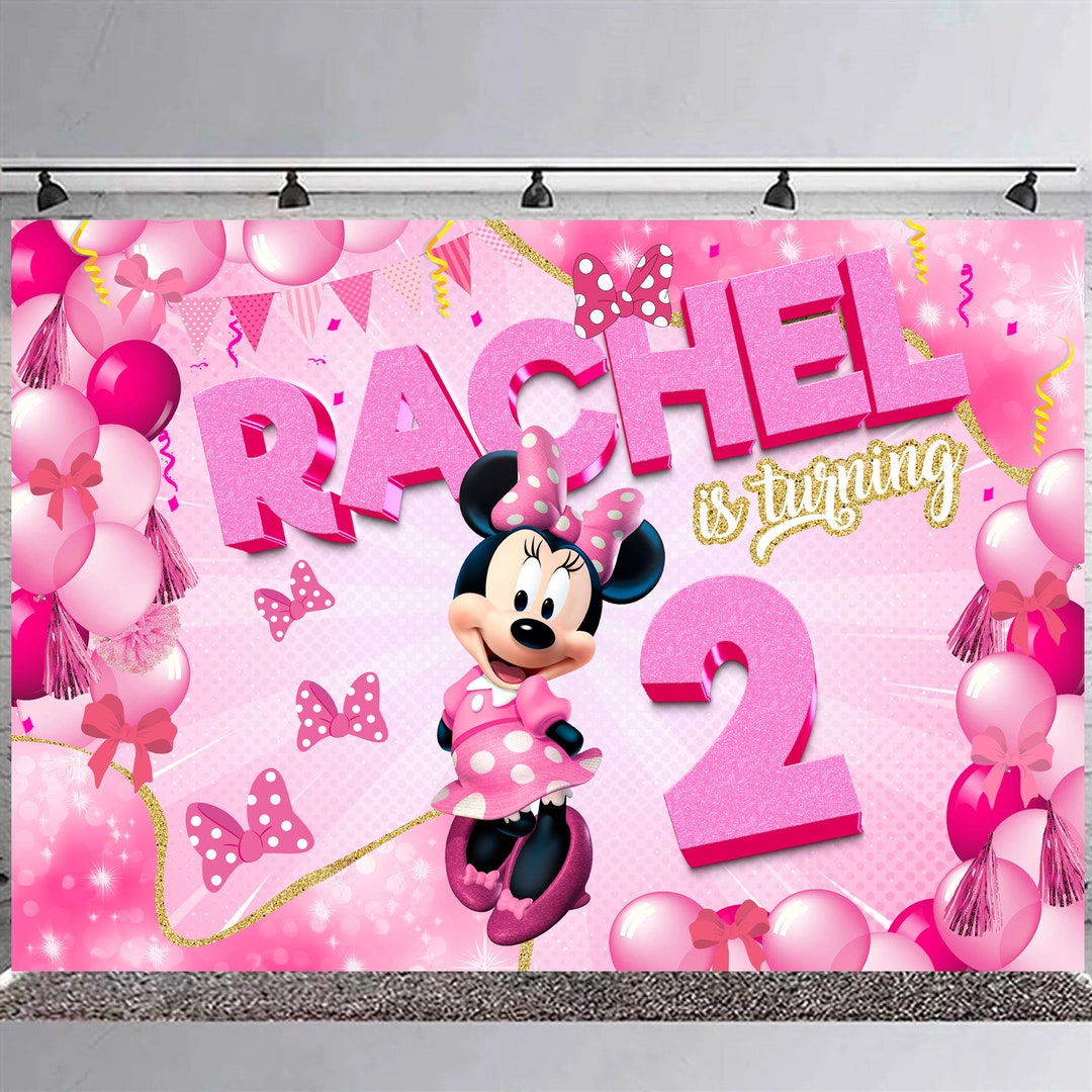 Minnie Mouse Birthday Backdrop, Minnie Mouse Birthday Banner, Minnie ...