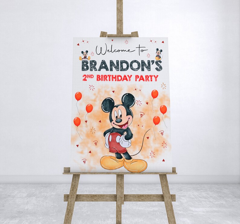 Mickey Mouse Birthday Welcome Sign Mickey Mouse Personalized - Etsy