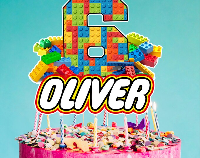 Printable Custom Brick Building Block Party Sign Centerpiece Photo Prop ...