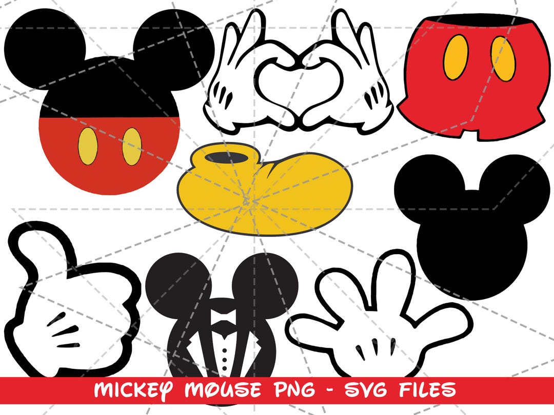 Mickey Mouse Body Svg, Mickey Ears Svg, Mickey Gloves Svg, Mickey Body ...