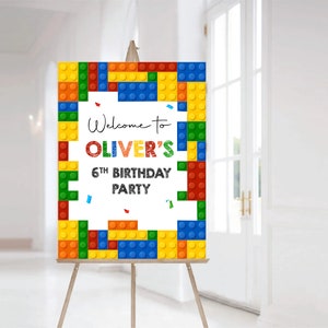 Building Blocks Welcome Sign, Blocks Birthday Party, Builders, Building ...
