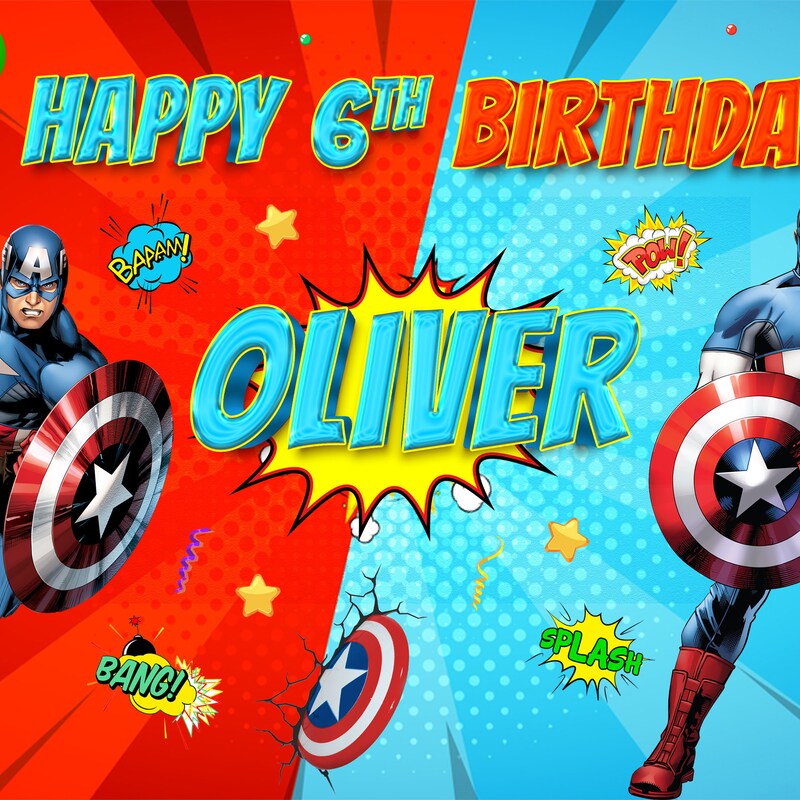 Captain America Birthday Banner - Etsy