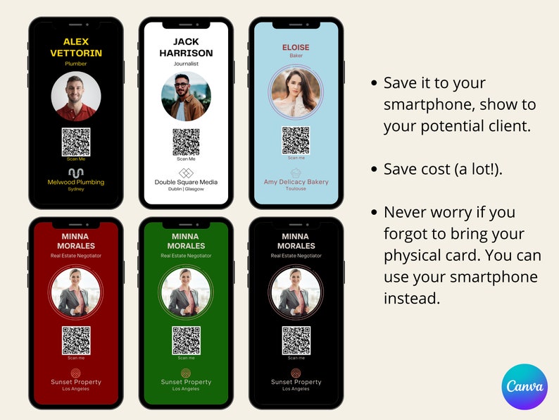 Aesthetic Digital Business Card Template With QR Code Scan - Etsy