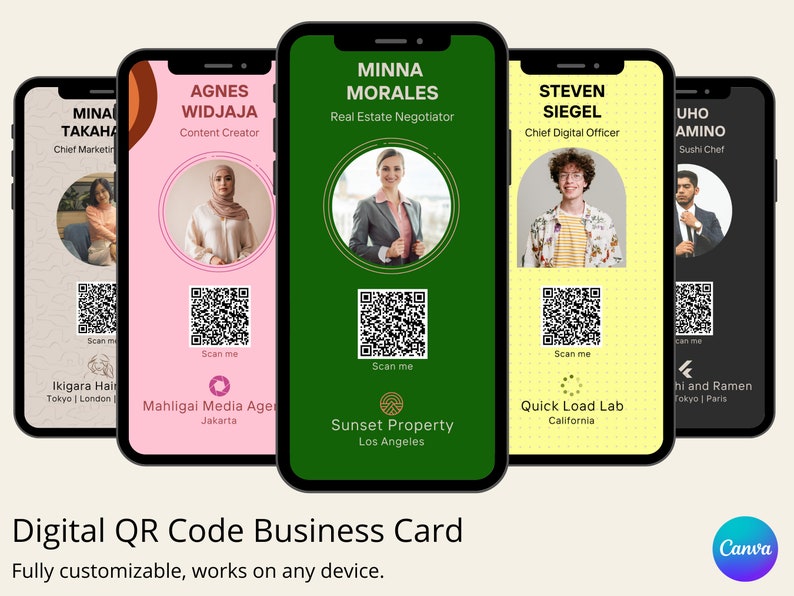 Aesthetic Digital Business Card Template With QR Code Scan - Etsy