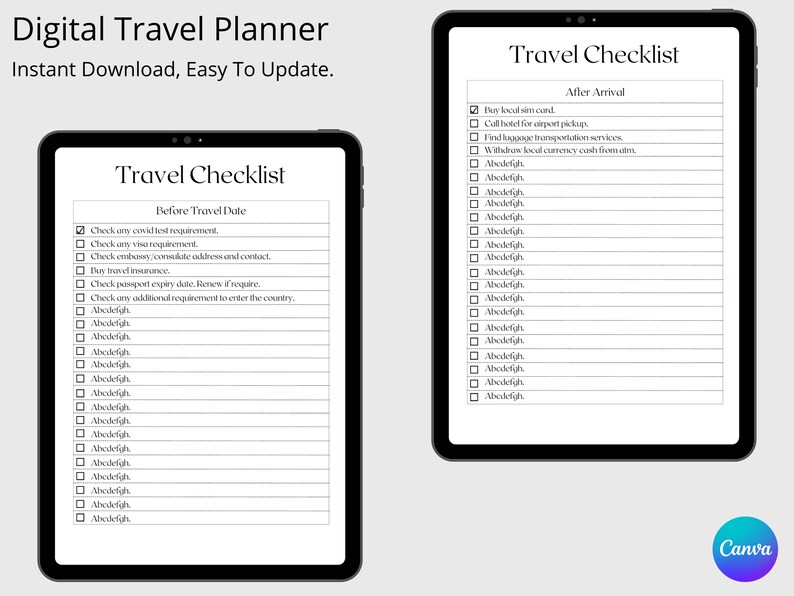 Printable Digital Download Travel Planner Minimalist Template, Editable ...