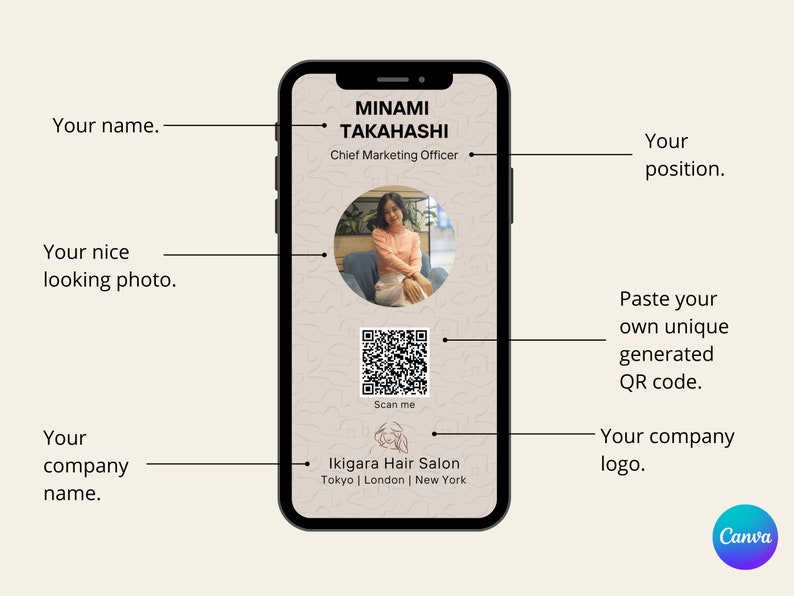 Aesthetic Digital Business Card Template With QR Code Scan - Etsy