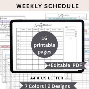 Weekly Plan Editable Printable Weekly Schedule, Hourly Planner Page ...