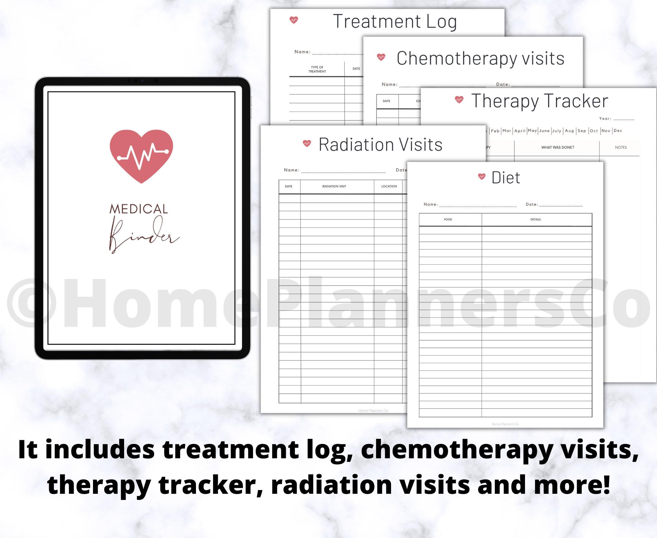 Medical Planner Fillable Printable PDF, Medical Binder, Cancer Planner ...