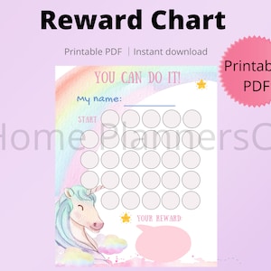 Unicorn Reward Chart for Girls, Printable Kids Training Chart, Toddlers ...