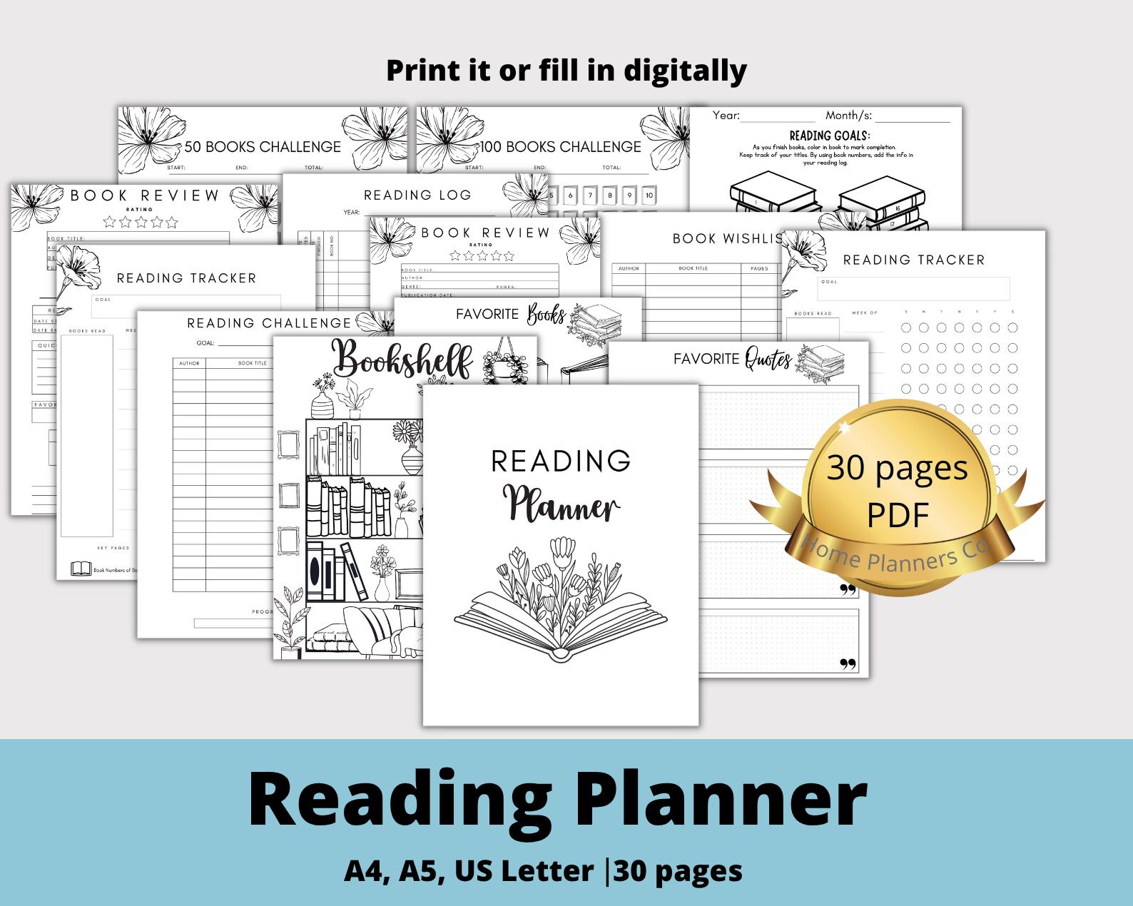 Printable Reading Planner,book Journal Planner,reading Journal,reading ...