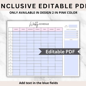 Weekly Plan Editable Printable Weekly Schedule, Hourly Planner Page ...