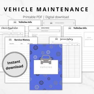 Printable Vehicle Maintenance Log | Vehicle Car Expense Log | Vehicle ...