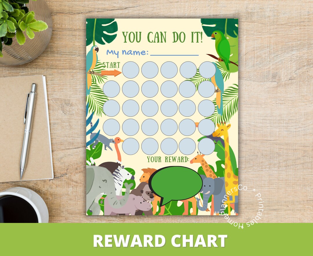 Safari Reward Chart, Printable Kids Behavior Chart, Sticker Chart ...