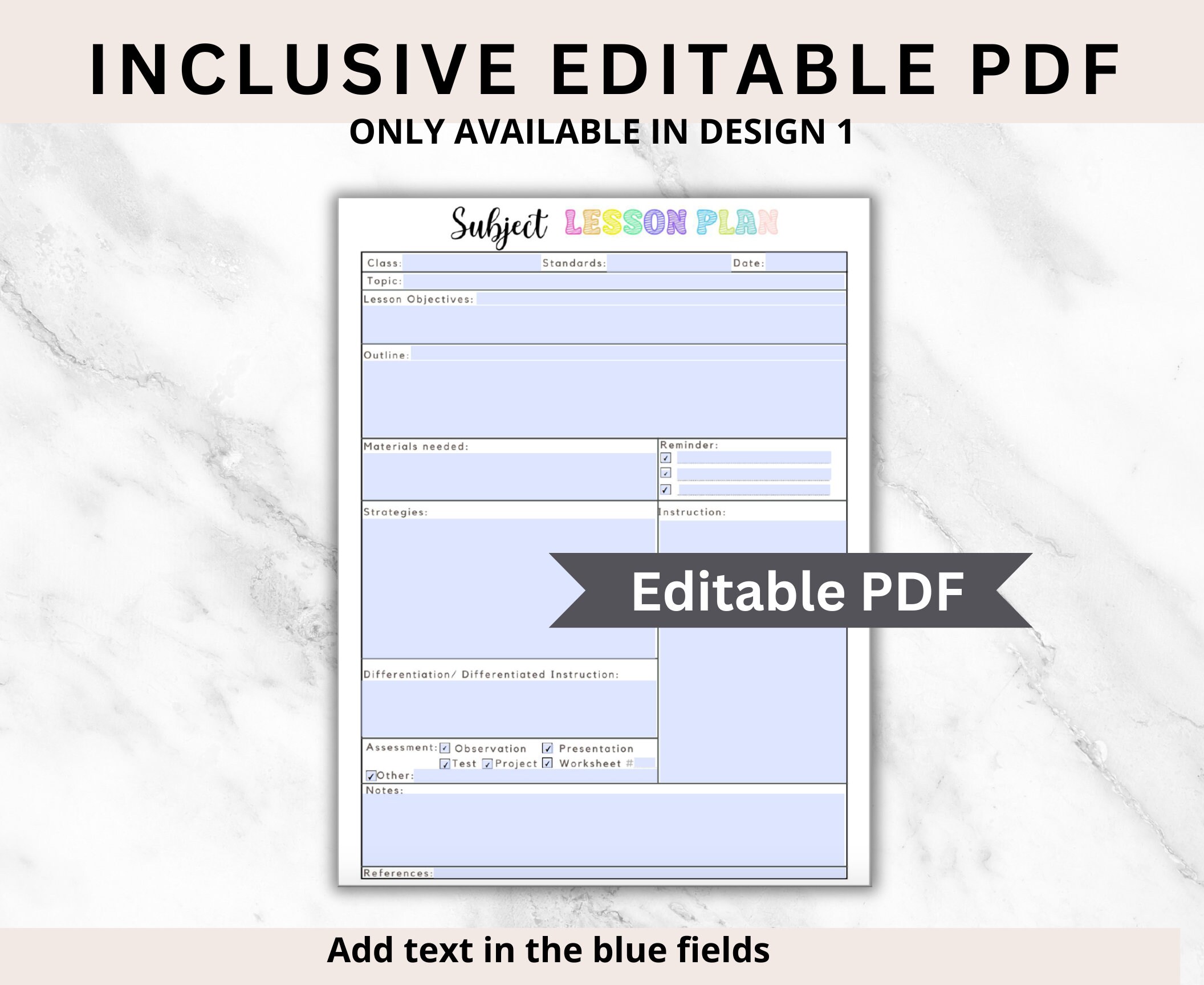 Editable Subject Lesson Plan Template, Printable Digital Lesson Planner ...