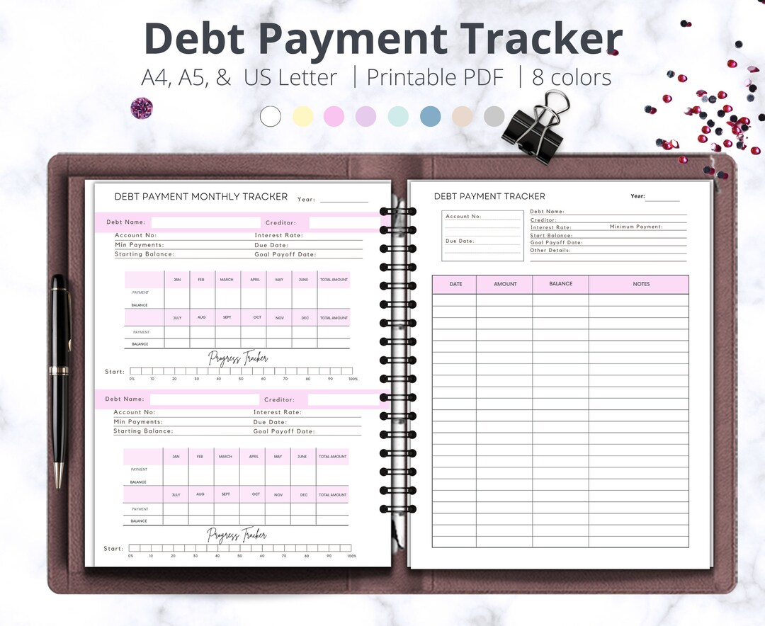 Debt Payment Tracker Printable, Debt Payment Log, Debt Payoff Tracker ...