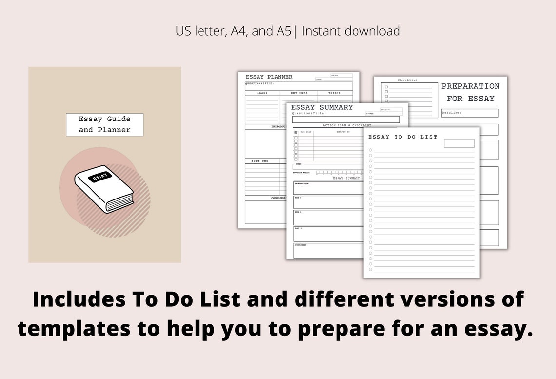 Essay Planner Editable Printable PDF Essay Guide Planner Pack - Etsy