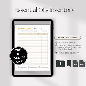 Blank Essential Oils Inventory List, Blank Inventory Log, Oil Inventory ...