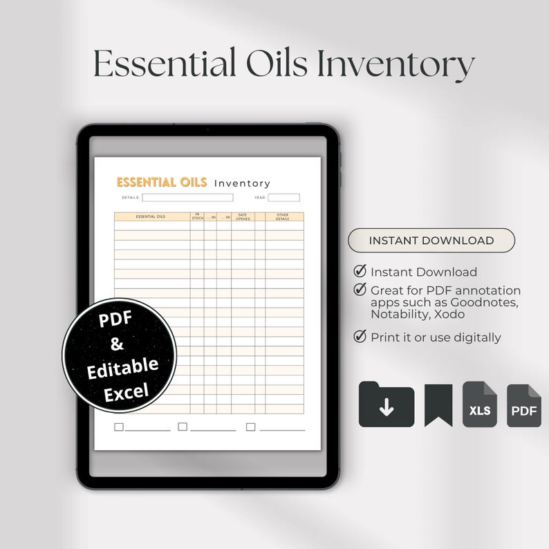 Blank Essential Oils Inventory List, Blank Inventory Log, Oil Inventory ...