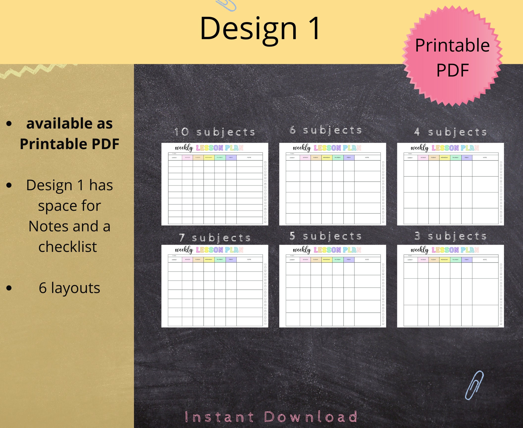 FILLABLE Weekly Lesson Plan Editable Simple Weekly Lesson Plan - Etsy