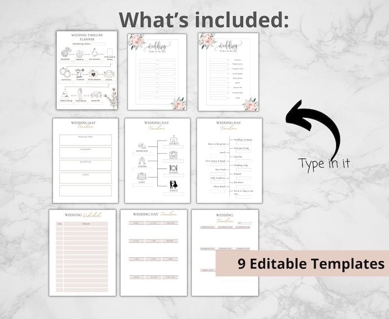 Editable Wedding Timeline Planner Printable Fillable Wedding - Etsy