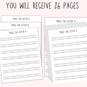26 Printable Trace the Alphabet Pages | 26 Handwriting Practice Sheet ...