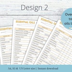 Essential Oils Inventory List Set, Young Living Essential Oils ...