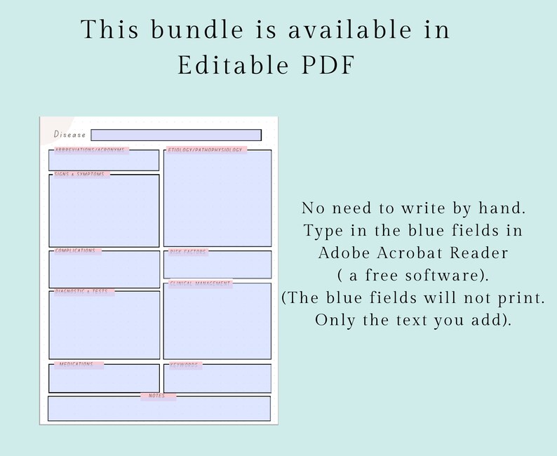 EDITABLE Nurse Medical Study Notes Templates | Clinical Skills Nursing ...