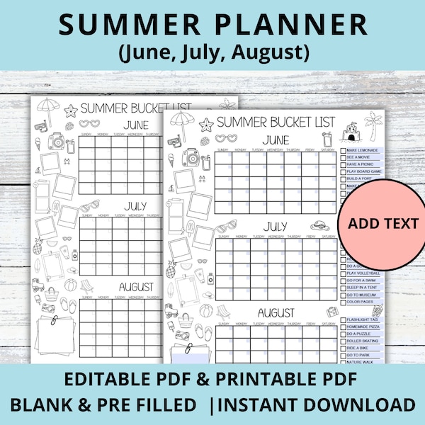 Summer Calendar - Etsy