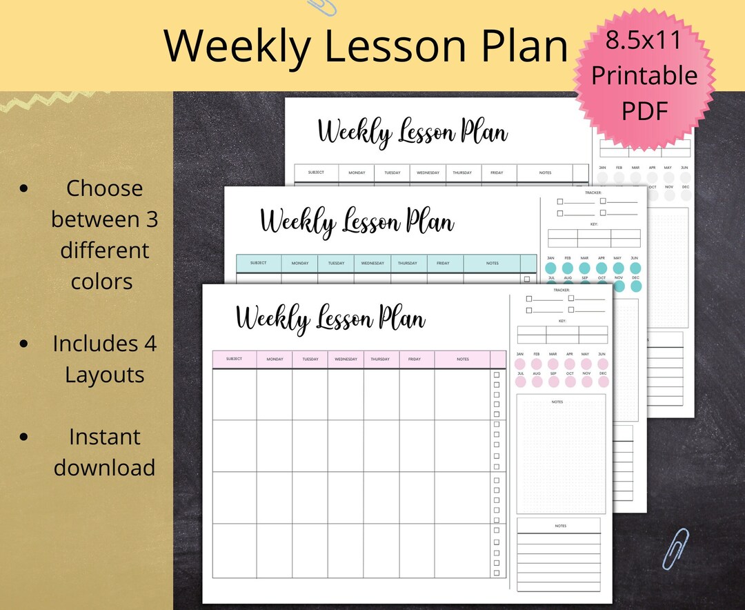 Simple Weekly Schedule Planner Printable Simple Weekly Lesson Plan ...