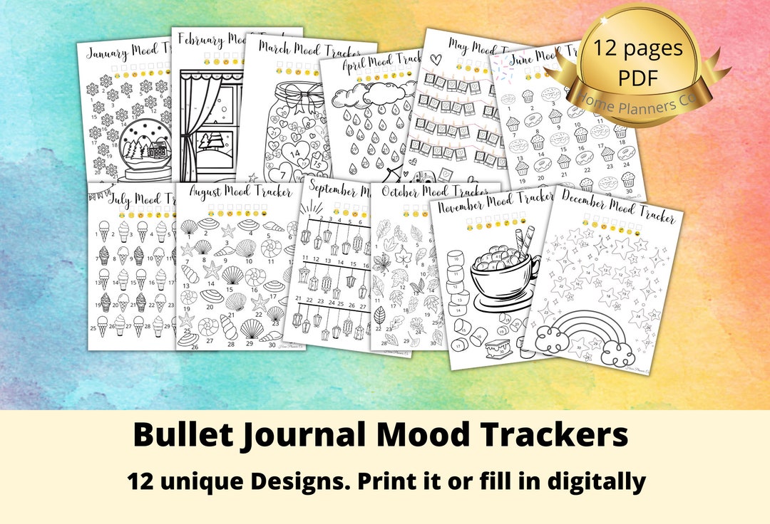 Mood Tracker Bundle | 12 Mood Trackers,mood Tracker Printables,mood ...