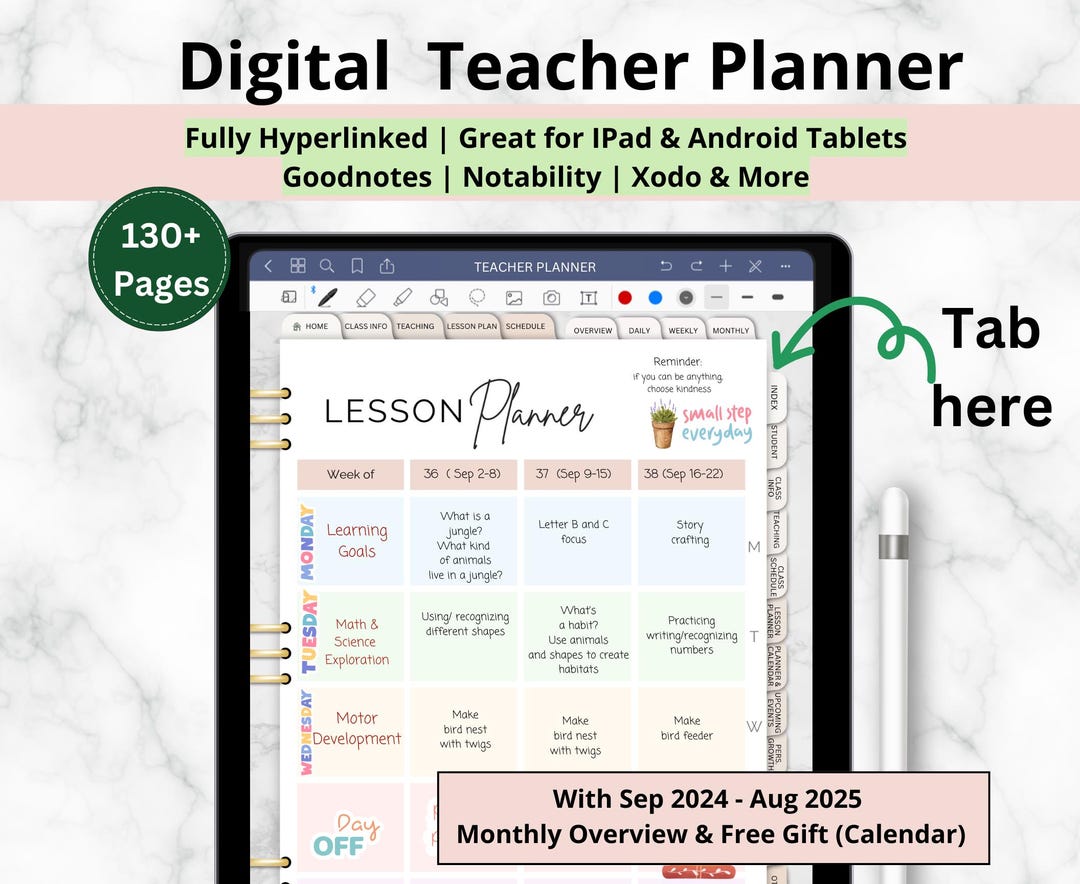 Digital Teacher Planner Plus With Hyperlinks, 2024-2026 Academic ...
