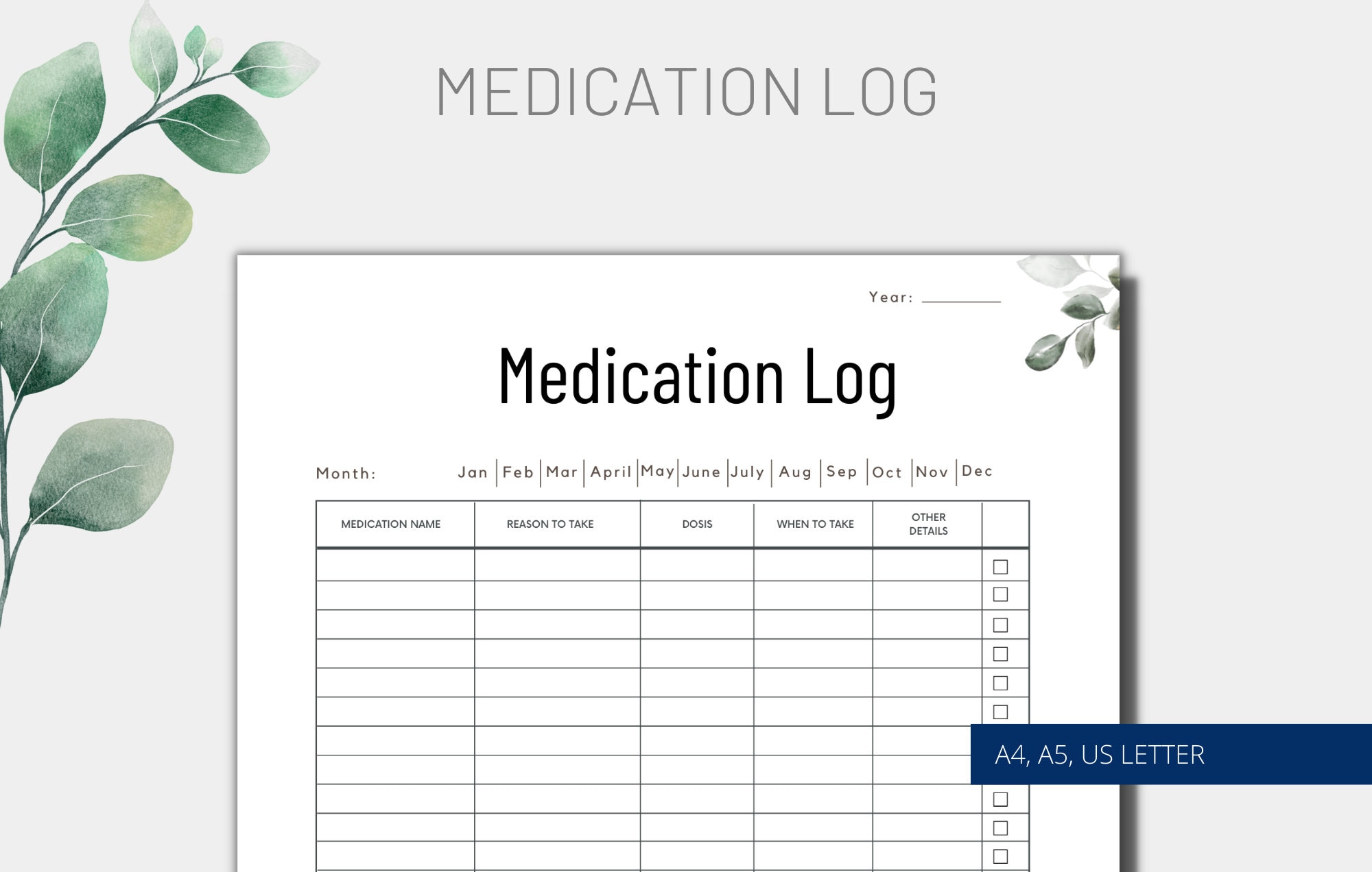 Medication Log Medication Tracker Medication Organizer - Etsy