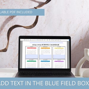 School Calendar 2024- 2025 Editable Fillable Printable School Planner ...