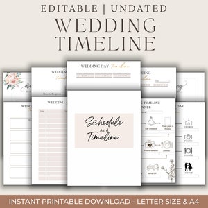 Editable Wedding Timeline Planner, Wedding Itinerary Template, Wedding ...