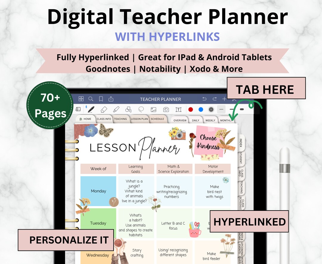 Digital Teacher Planner With Hyperlinks for Goodnotes, Notability, Xodo ...