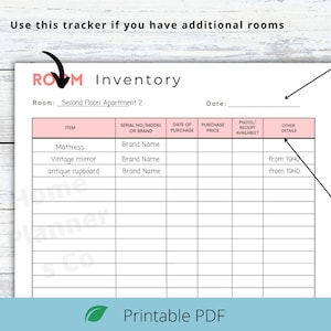 Home Inventory Tracker Pages,room-by-room Inventory, House Inventory ...