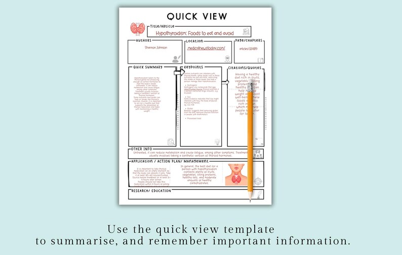 Fillable Quick View Study Template: Nurse Notes, Student Nurse Summary ...