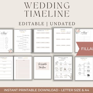 Editable Wedding Timeline Planner, Wedding Itinerary Template, Wedding ...