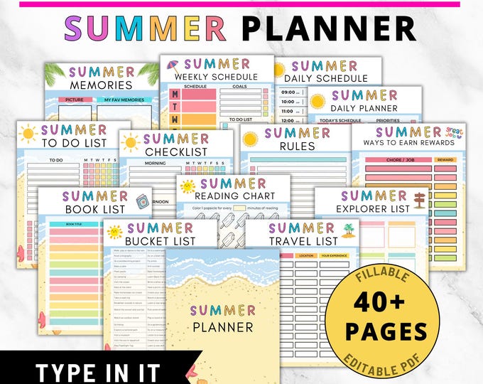 Editable Summer Planner 2024, Printable Summer Kids Planner, Summer ...