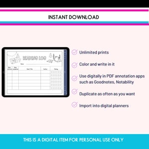 Reading Tracker With Reading Log Printable Reading Planner, Book ...
