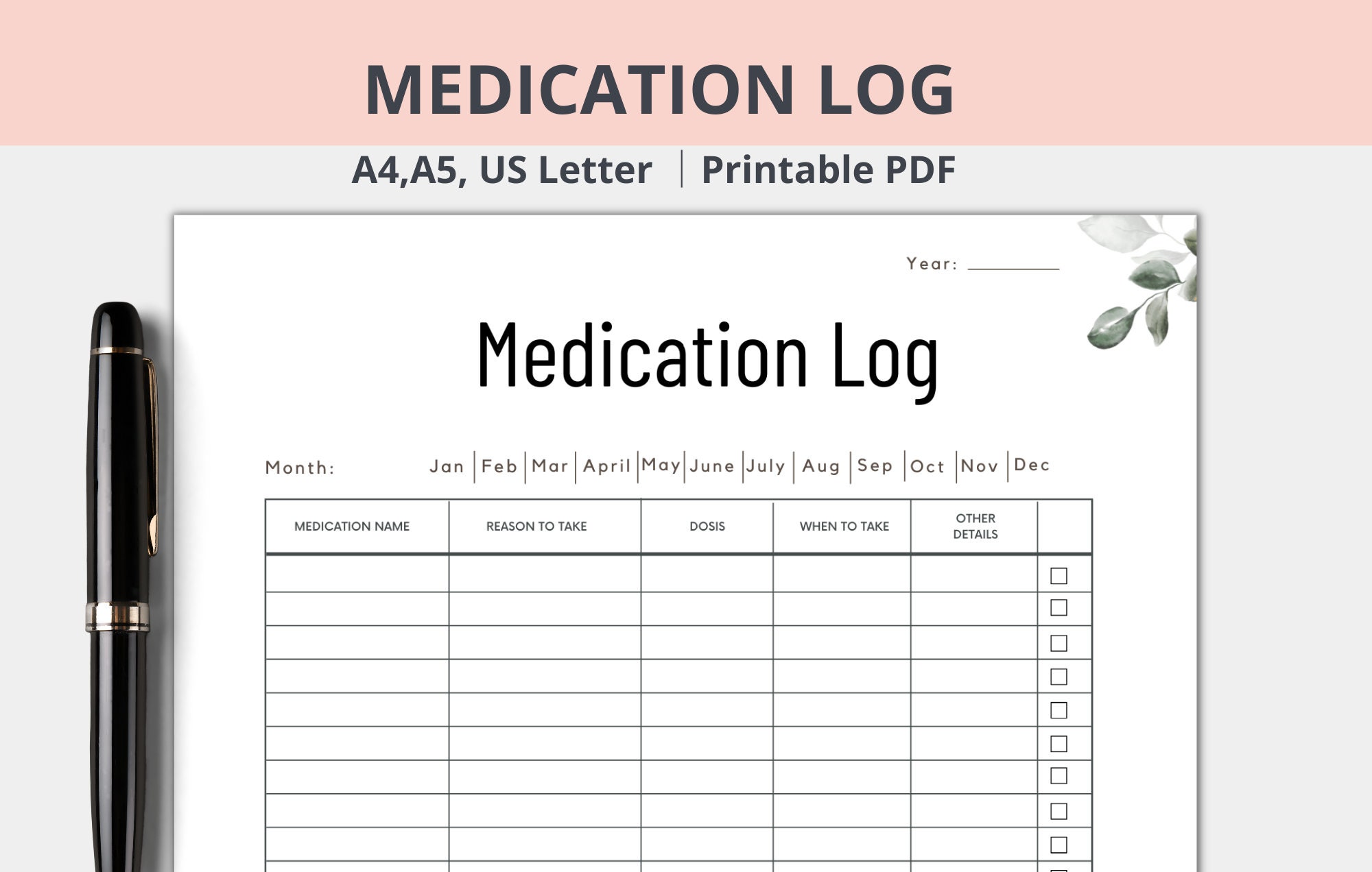 Medication Log Medication Tracker Medication Organizer - Etsy