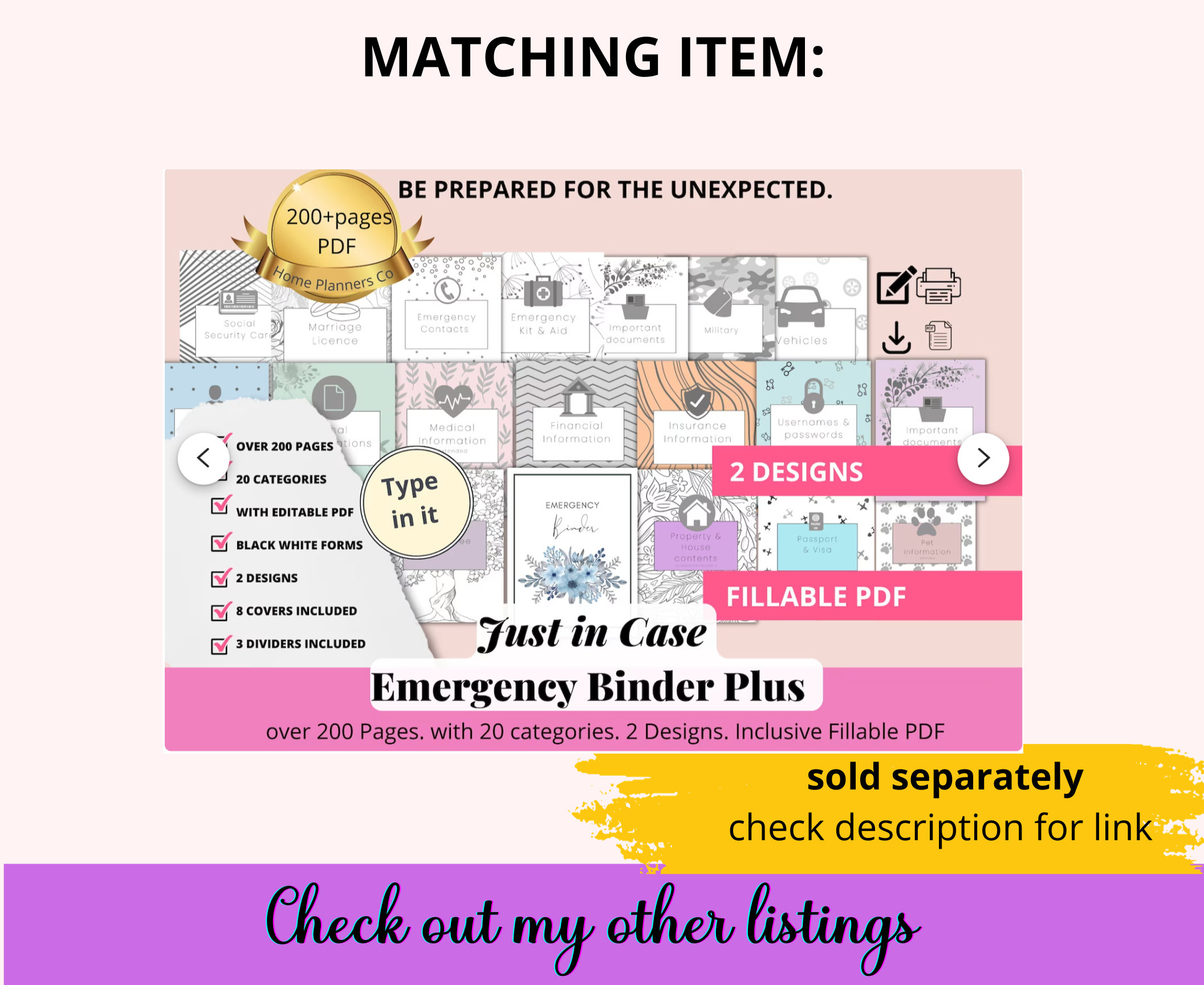 Printable Divider Tabs and Binder Labels for Just in Case Emergency ...