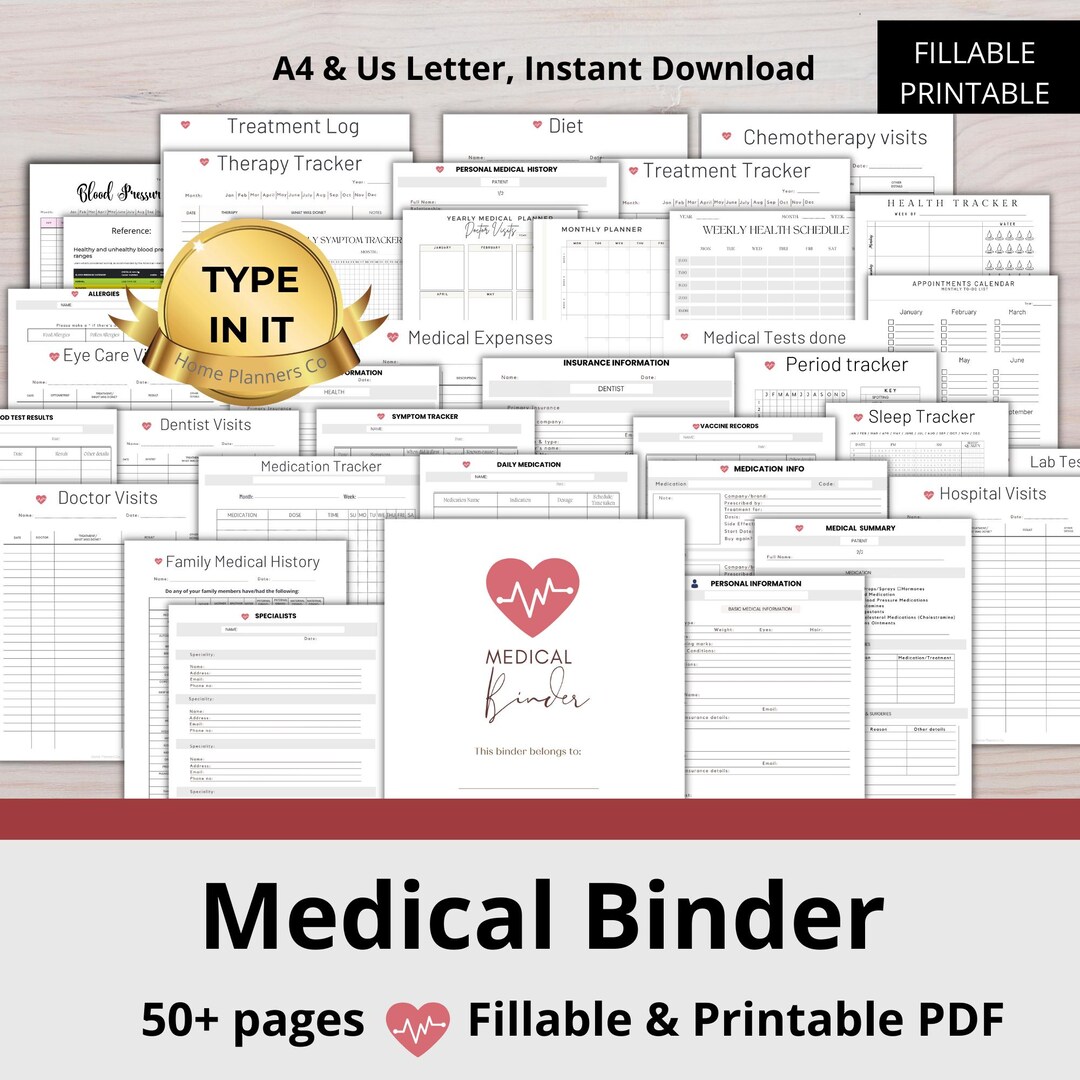 Medical Planner Fillable Printable PDF, Medical Binder, Cancer Planner ...