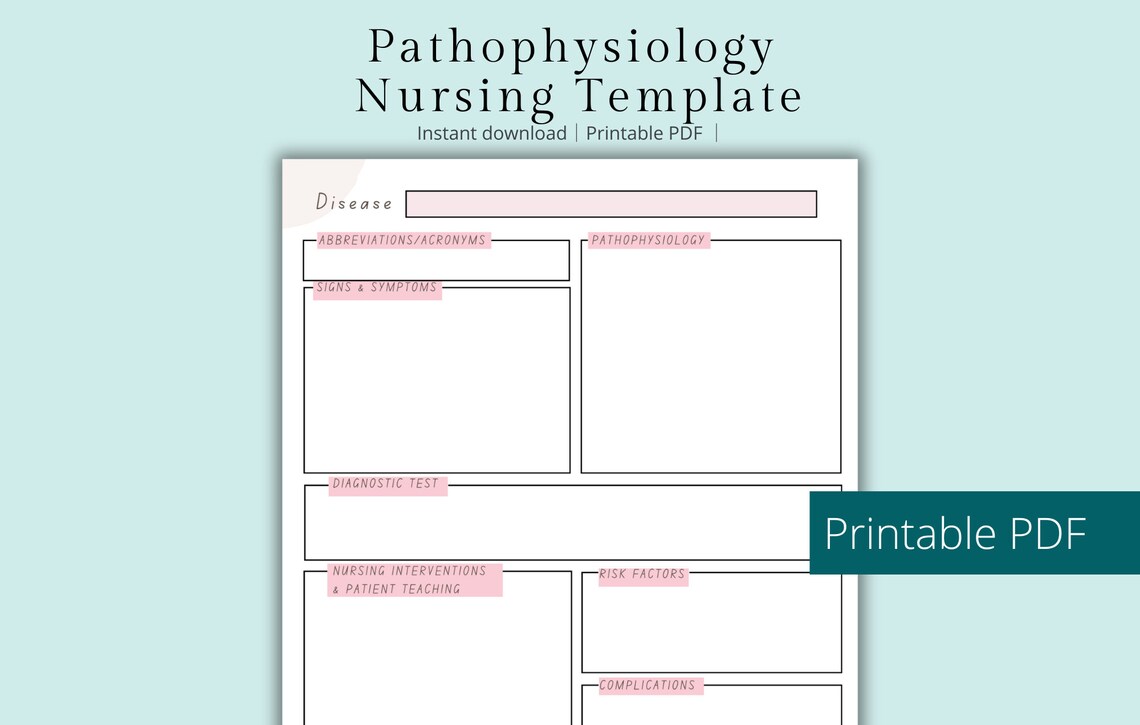 Printable Patho Nursing Notes Disease Template Pathophysiology Study ...