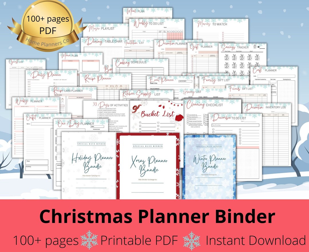 Christmas Planner Printable Xmas Planner Holiday Planner - Etsy