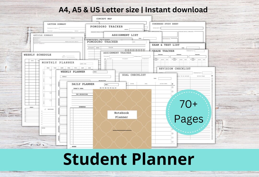 Student Planner Digital Academic Planner Printable Study Planner ...
