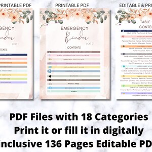 EDITABLE Emergency Binder Plus Family Binder Life Planner - Etsy